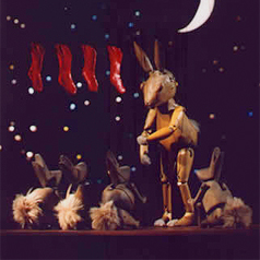 Mr Rabbit meets Brer Santa at Puppet Barge, London